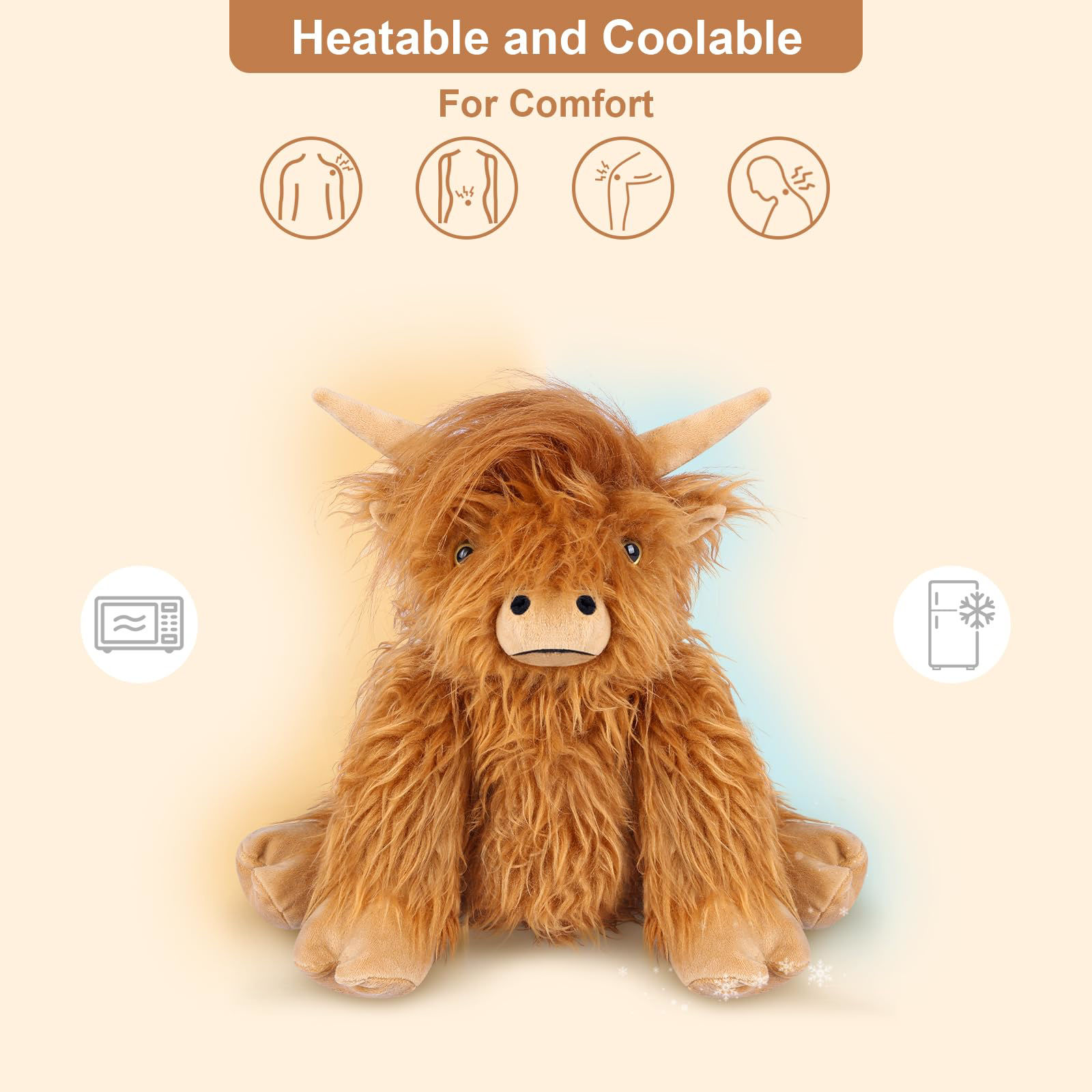 GetUSCart- SuzziPals Heatable & Coolable Highland Cow Stuffed Animals ...