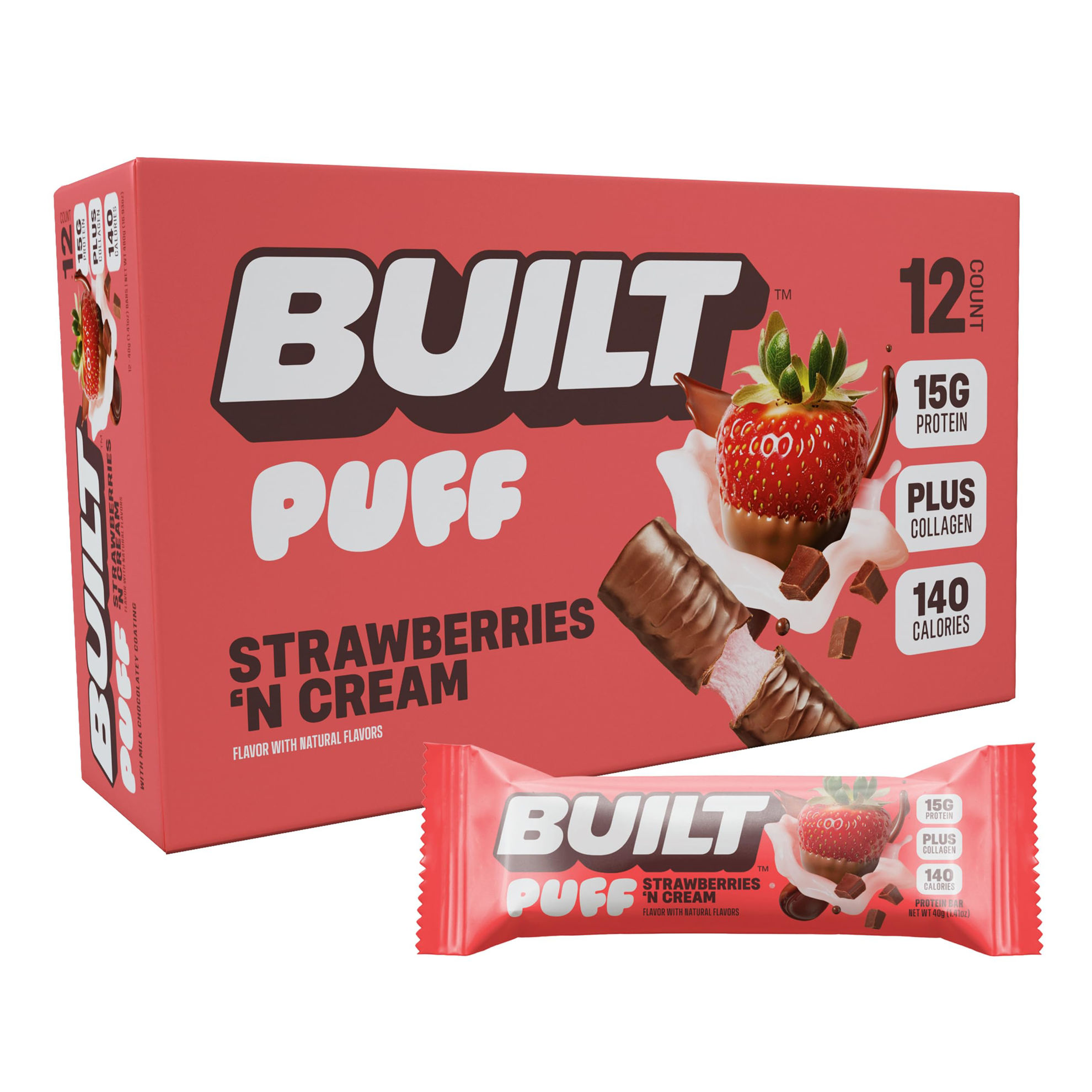 GetUSCart- BUILT Puffs Protein Bars, Strawberries 'N Cream Puff - High ...