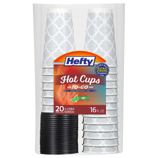 GetUSCart- Hefty Paper Disposable Hot Cups with Lids, 16 Ounce, 20 Count