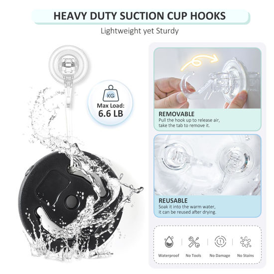 GetUSCart- VIS'V Suction Cup Hooks, Small Clear Shower Suction Hooks ...