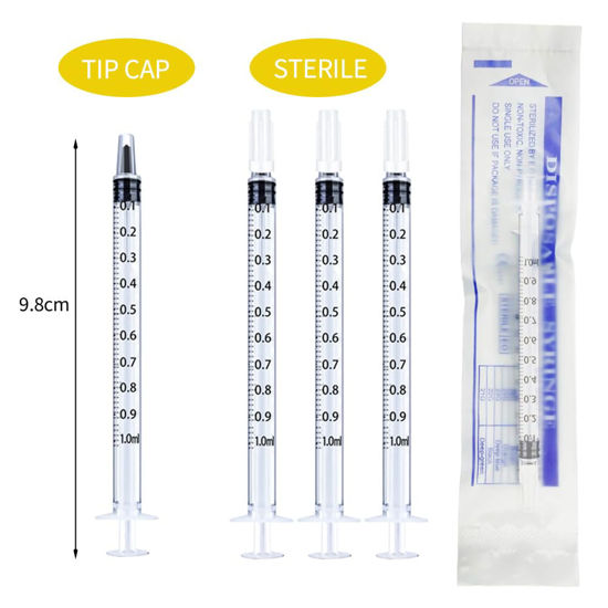 GetUSCart- 50 Pcs 1ml Syringes with Caps Oral Dispenser Individually ...
