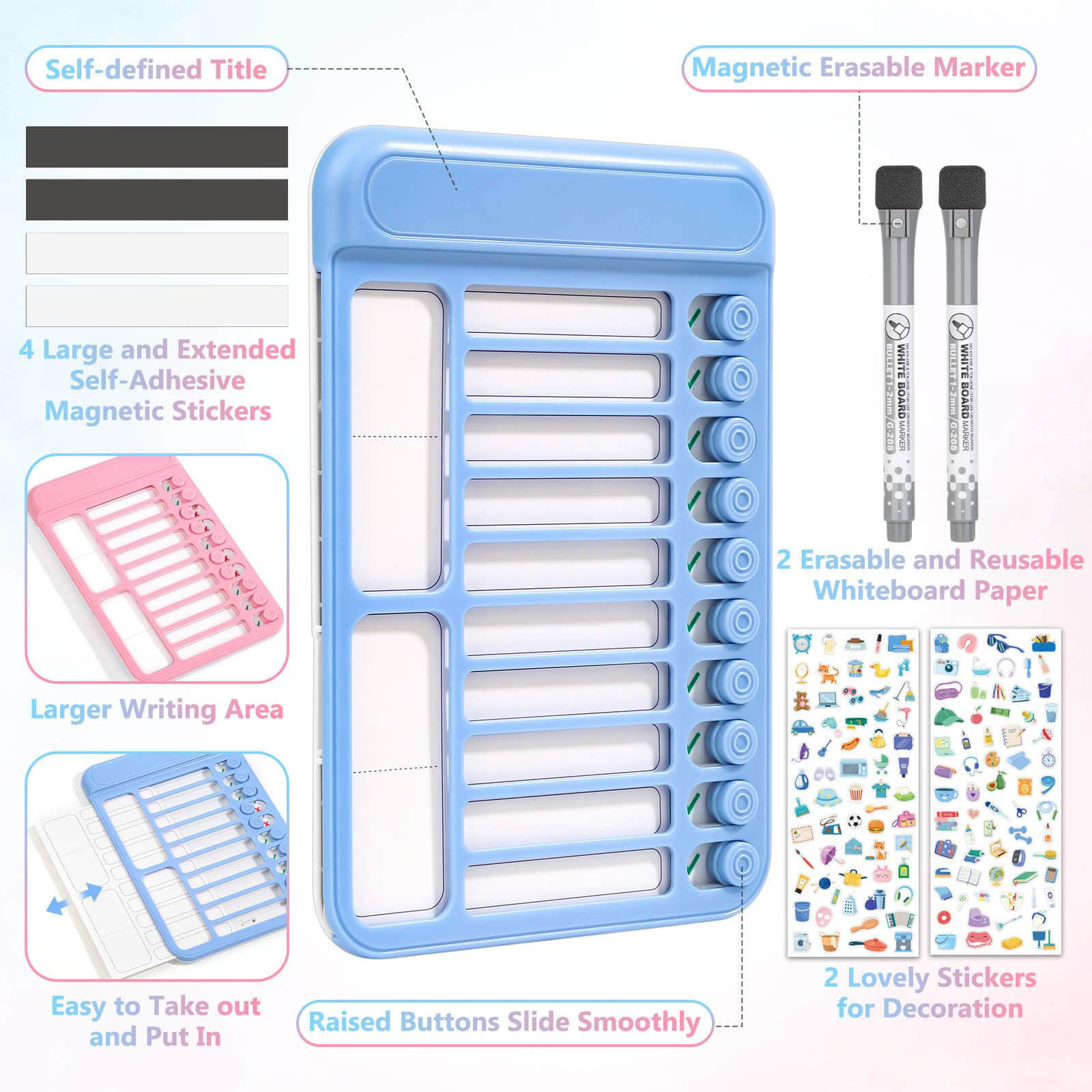 GetUSCart- Audab 2Pcs Dry Erase Chore Chart for Kids, Magnetic ...