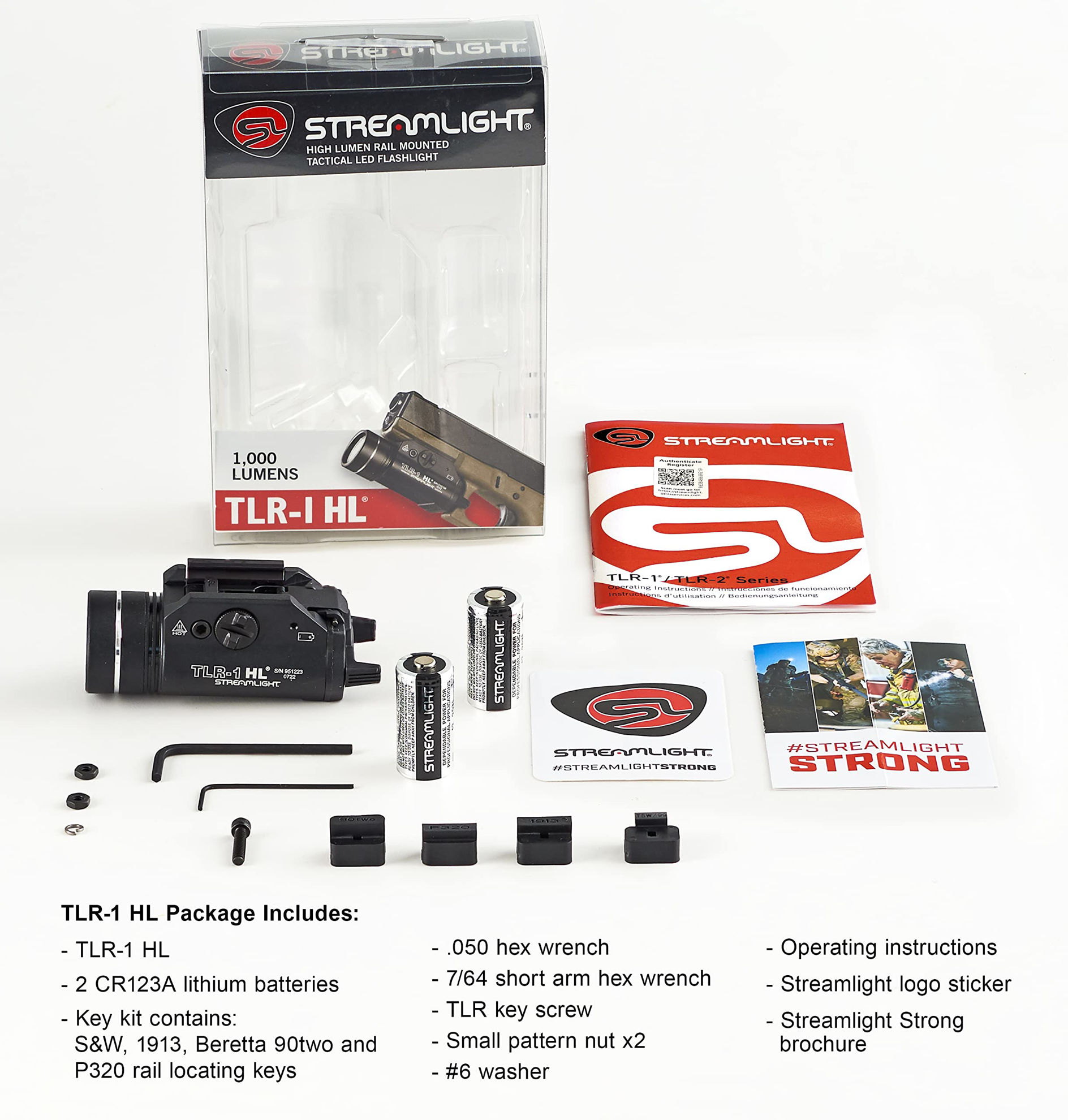 GetUSCart- Streamlight 69260 TLR-1 HL 1000-Lumen Weapon Light with Rail Locating Keys and ...