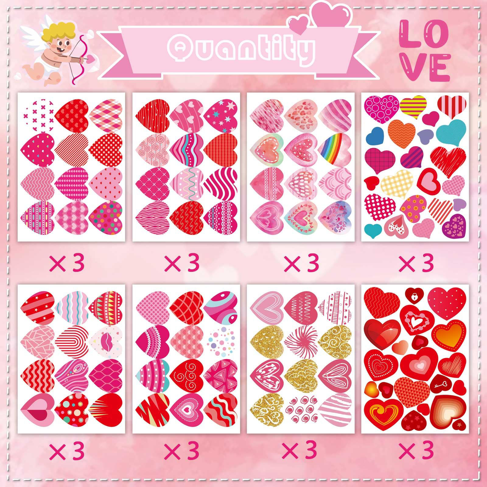 GetUSCart- Heart Stickers for Kids, Valentines Day Colorful Heart ...