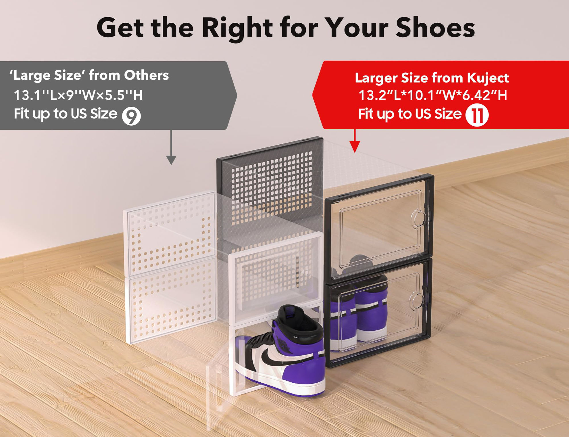 GetUSCart- Kuject X-Large Shoe Storage Boxes Organizers Clear Plastic ...