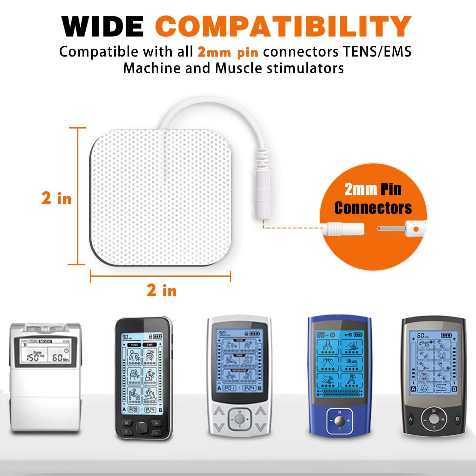 GetUSCart- 24PCS TENS Unit Replacement Pads 2X2, Latex Free Electrodes ...