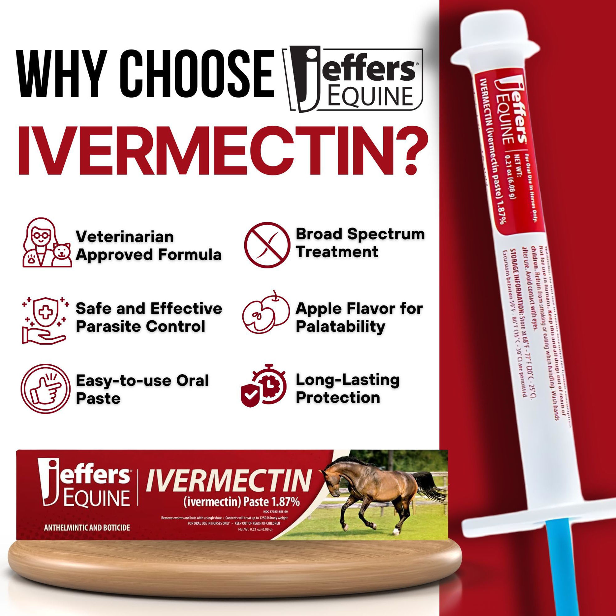 GetUSCart- Jeffers Ivermectin Gel Dewormer for Horses - Apple Flavored ...