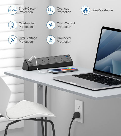 GetUSCart- Desk Clamp Power Strip USB C,40W Total Fast Charging Station ...
