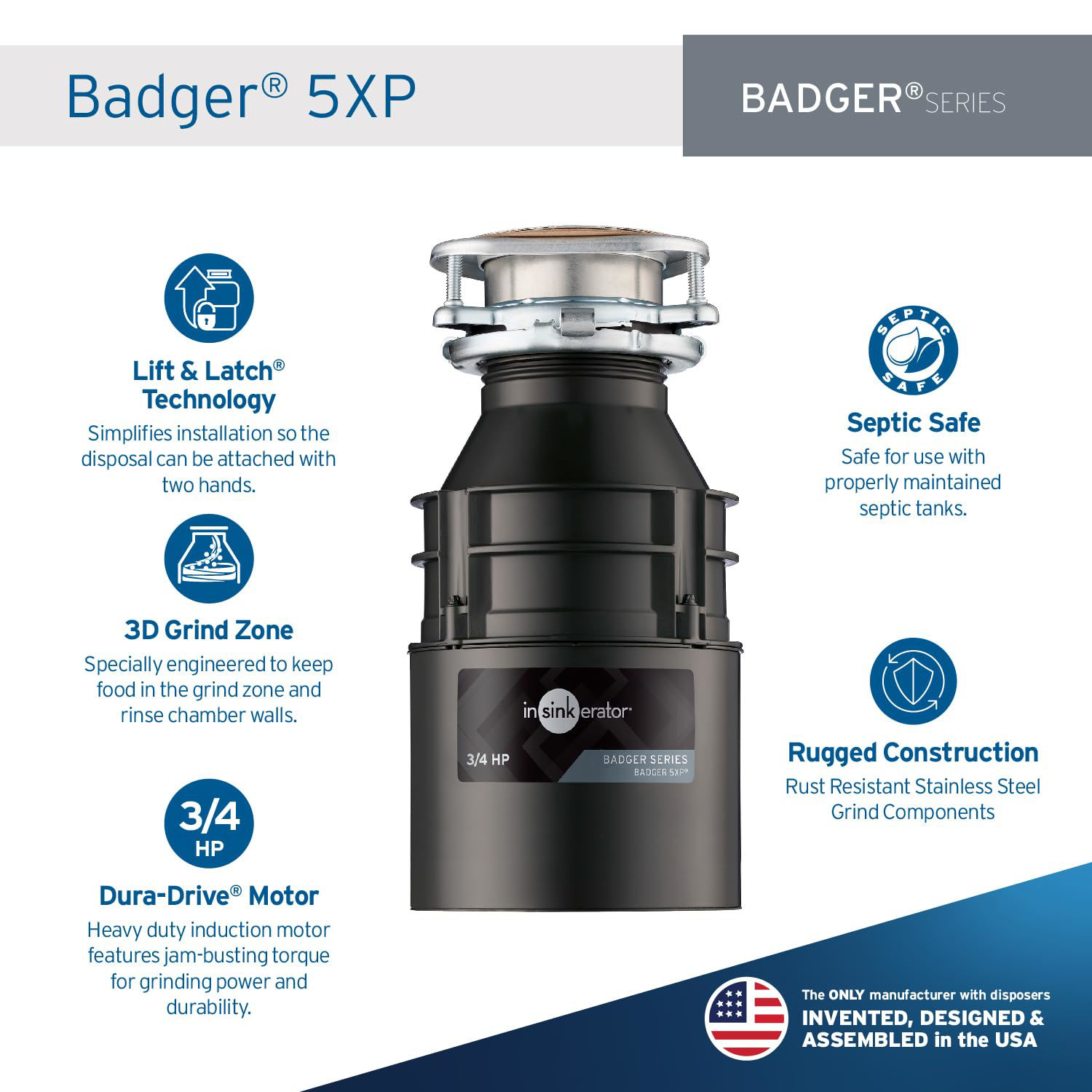 GetUSCart- InSinkErator Badger 5XP Garbage Disposal, Standard Series 3/ ...