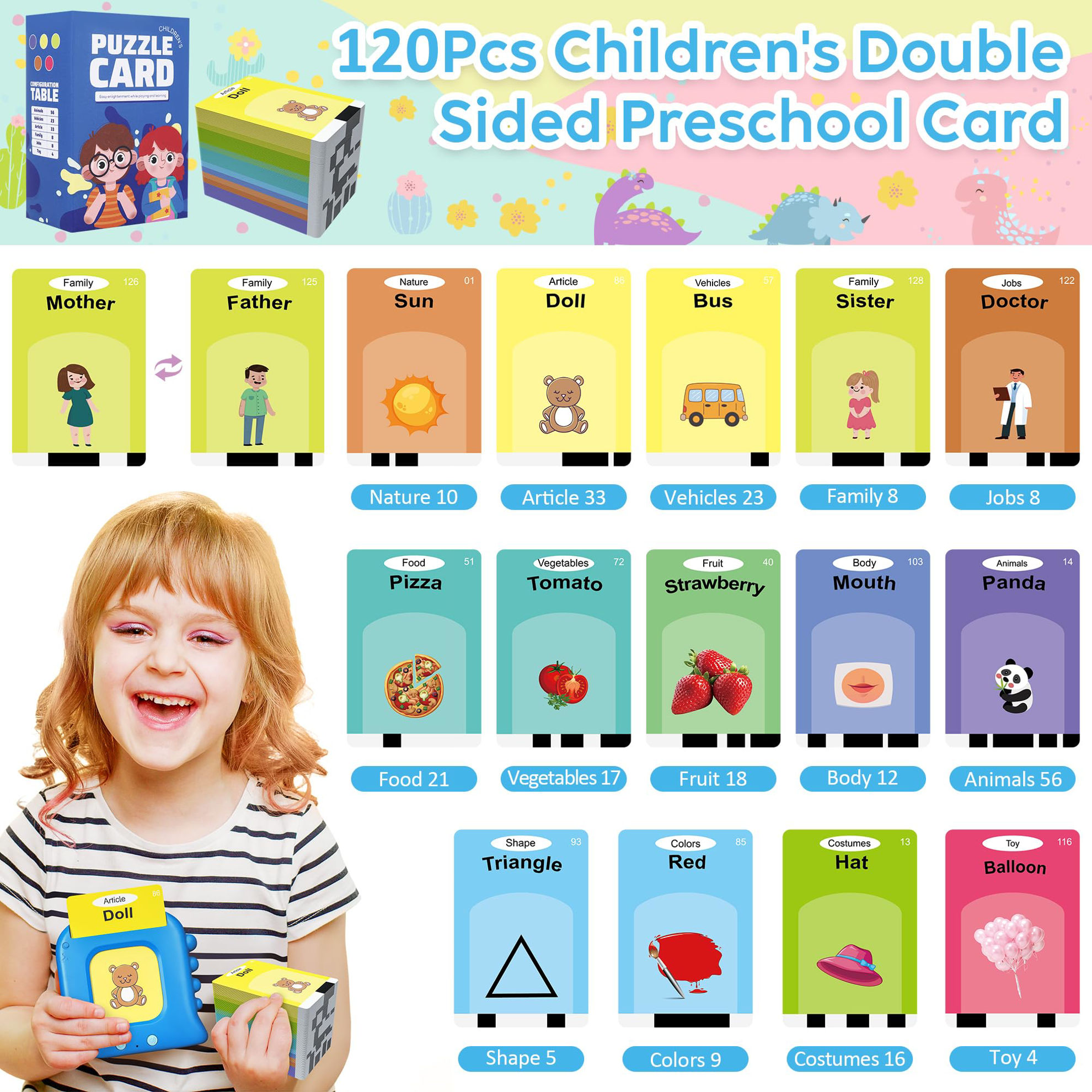 GetUSCart- Talking Flash Cards,Kids Toddler Flash Cards with 240 Sight ...