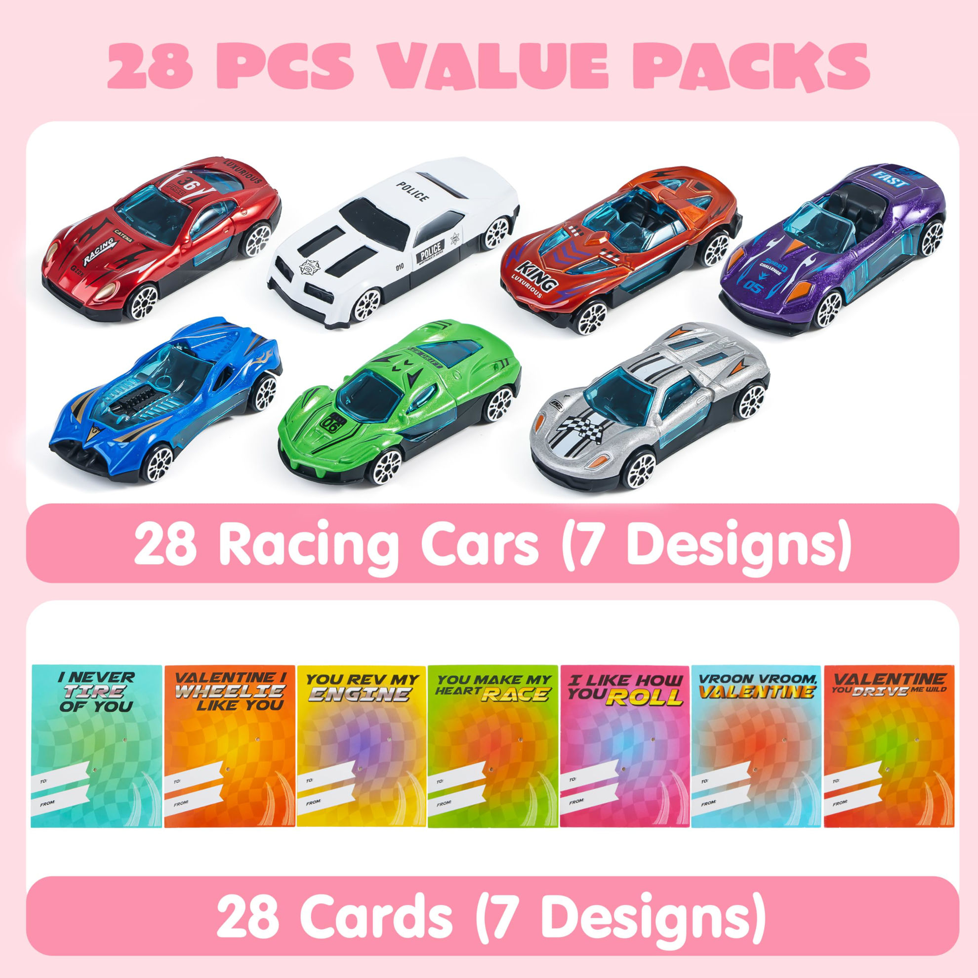 GetUSCart- JOYIN 28 Valentines Day Gifts Cards with Die-Cast Racing ...