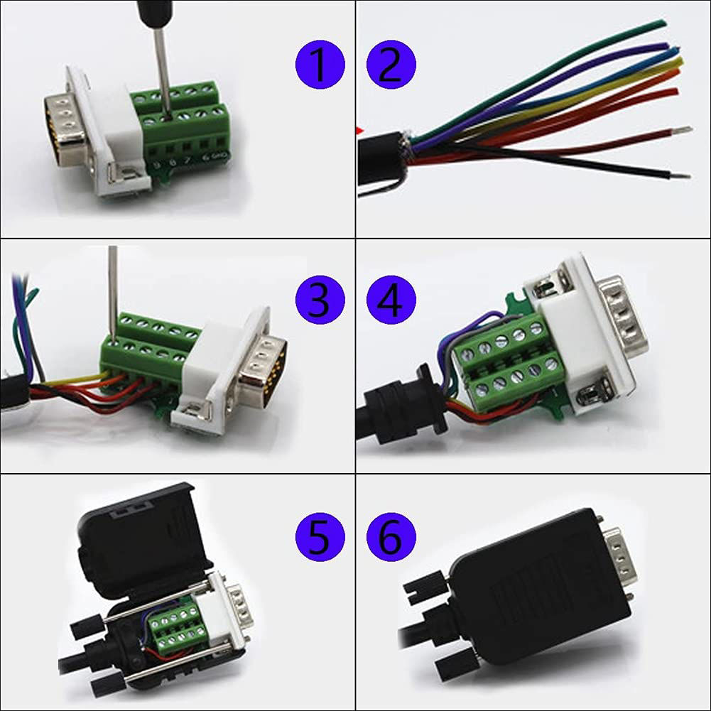 GetUSCart- Minghunian DB9 Breakout Connector to Wiring Terminal RS232 D-SUB Male Serial Adapters ...