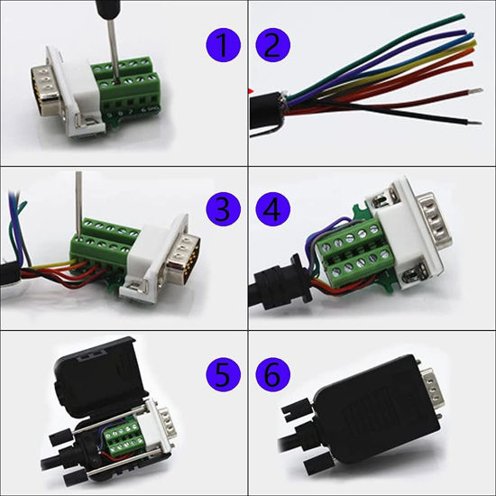 GetUSCart- Minghunian DB9 Breakout Connector to Wiring Terminal RS232 D-SUB Male Serial Adapters ...