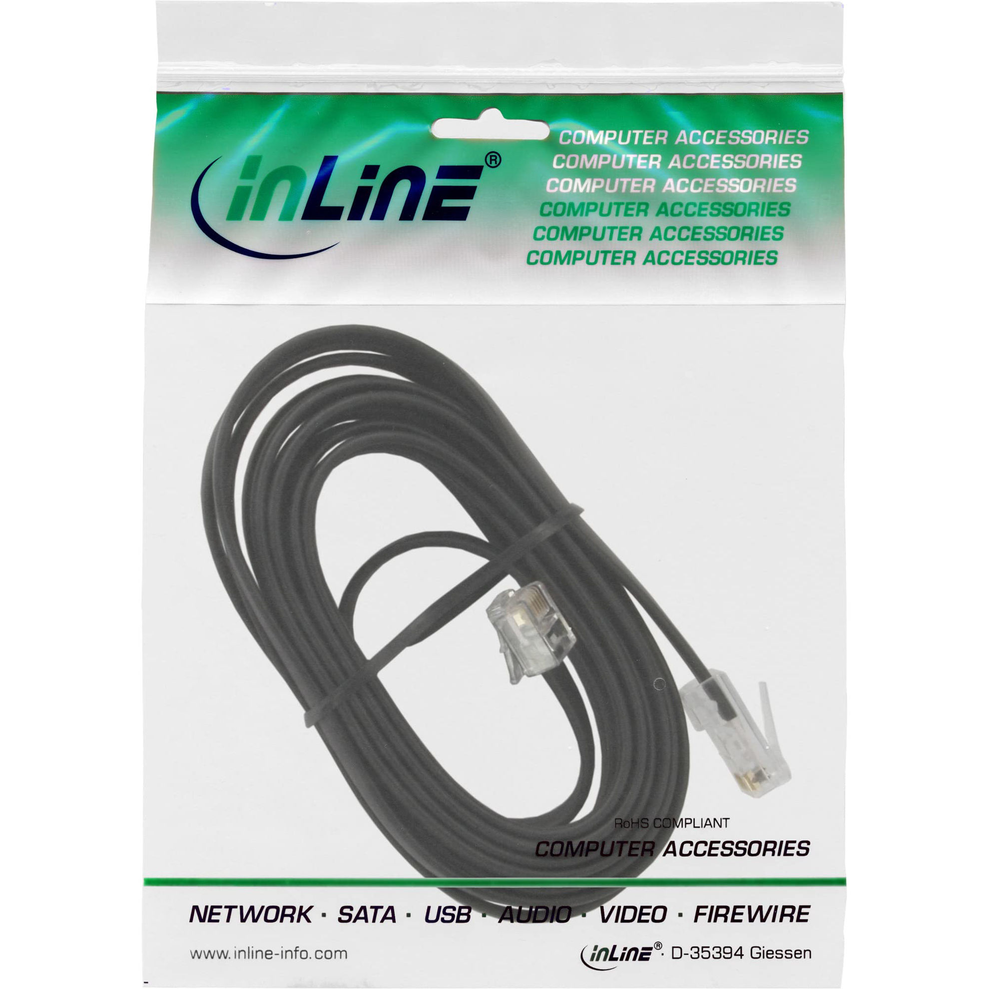 GetUSCart- InLine Modular Cable RJ45 to RJ12 Male/Male 6 Core 6 m