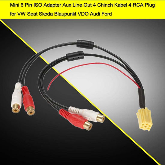 GetUSCart- Popular Mini 6 Pin ISO Adapter Aux Line Out 4 Chinch Kabel 4 ...