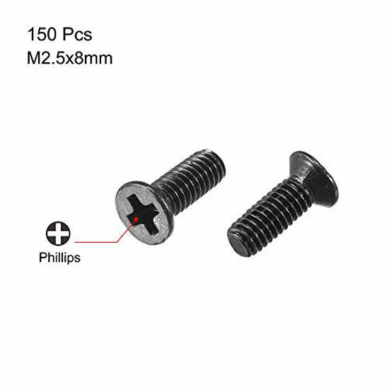 GetUSCart- uxcell M2.5 x 8mm Phillips Screw Fastener Black for Laptop ...