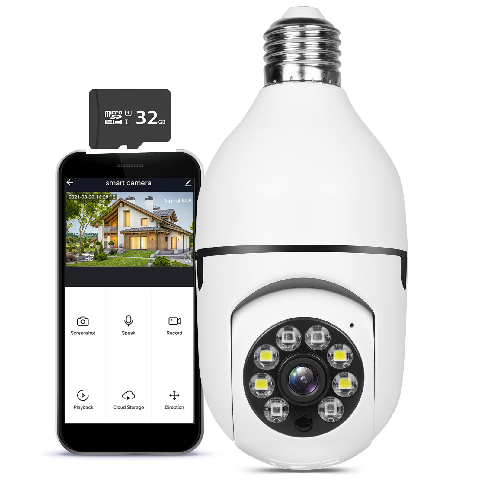 GetUSCart- Light Bulb Security Camera,WiFi 360 Degree PTZ IP Camera ...