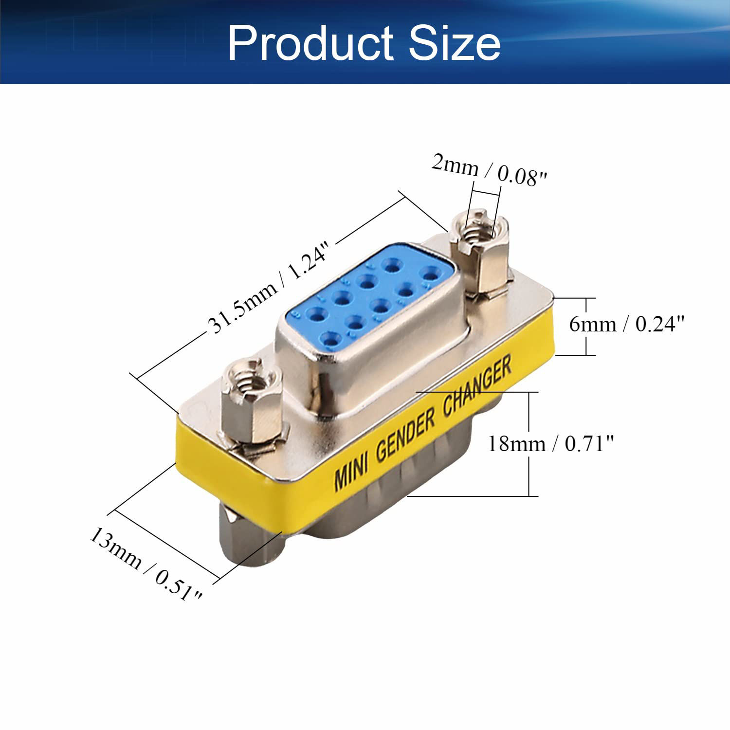 GetUSCart- Heyiarbeit 9-pin 2-Row DB9 VGA Gender Changer Male to Female ...