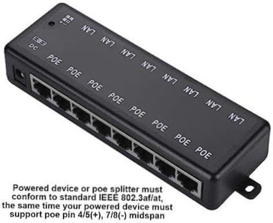 GetUSCart- 8-Port PoE Injector with Wide DC Voltage Range for Easy ...