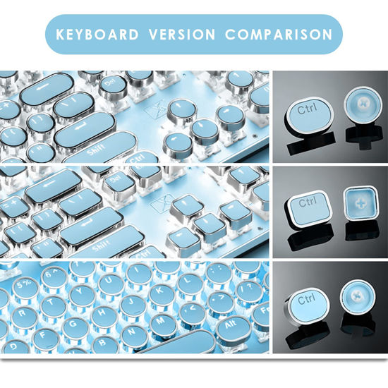 GetUSCart- LIOURFE Blue Keycaps for Gaming Keyboard, Round Keycaps for ...