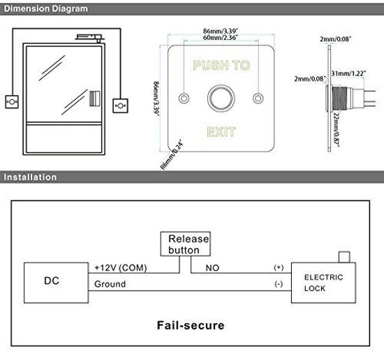 GetUSCart- UHPPOTE Stainless Steel Panel Door Release Out Unlock Exit Button Switch for Hollow Door