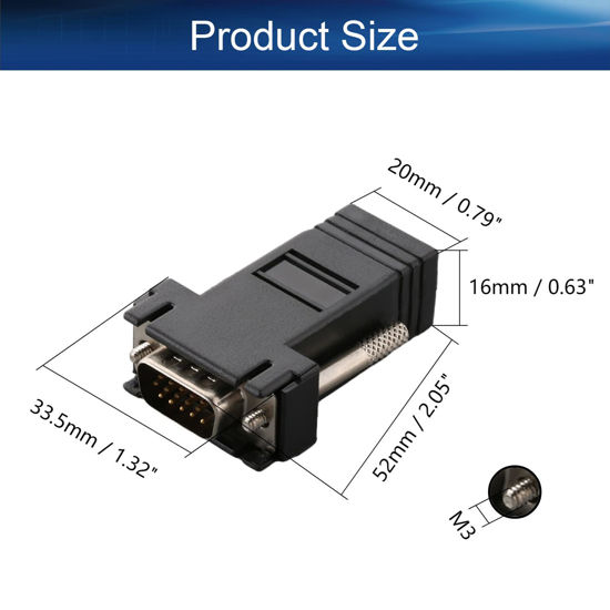 GetUSCart- Heyiarbeit 15-pin 3-Row D-SUB VGA Gender Changer RJ45 to ...