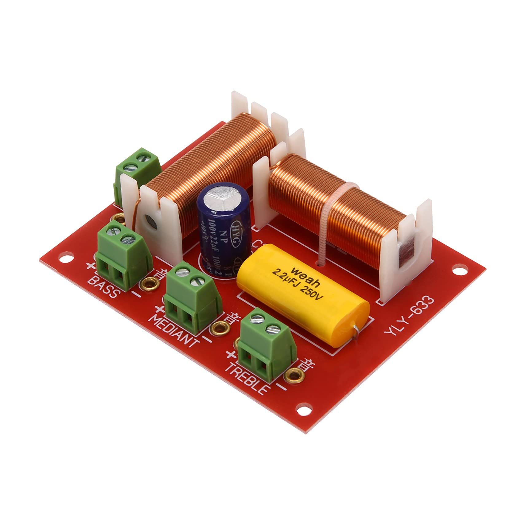 GetUSCart- LILYRIN 2Pcs 200W 3 Way Audio Speaker Crossover Treble + Midrange + Bass Crossover ...