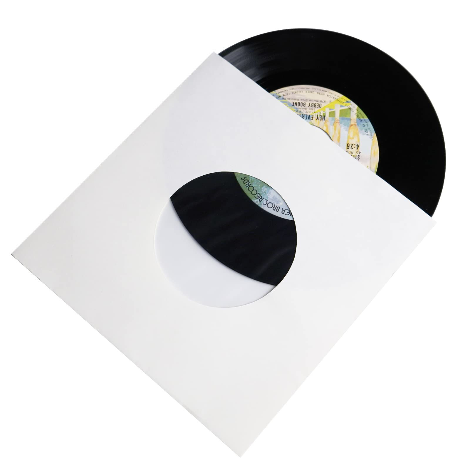 GetUSCart- sdroceRyaM 20pcs Vinyl Record Inner Sleeves 7 Inches Anti-Static White Kraft Paper ...