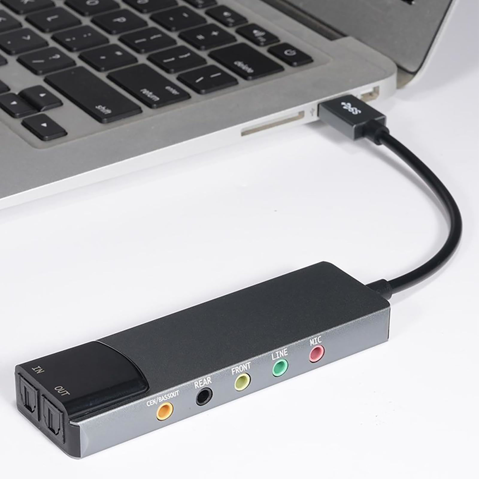 GetUSCart- USB to RJ45 External Sound Card, 5.1 Channels+Fiber SPDIF Output, Supports AES/EBU ...