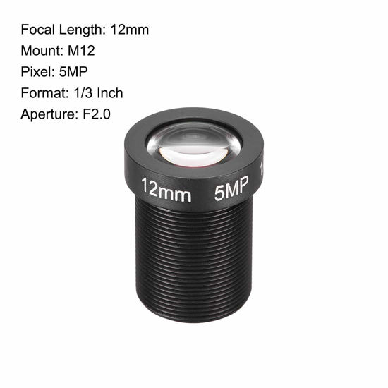 GetUSCart- uxcell 2 Pcs CCTV Camera Lens 12mm Focal Length 5MP F2.0 1/3 ...
