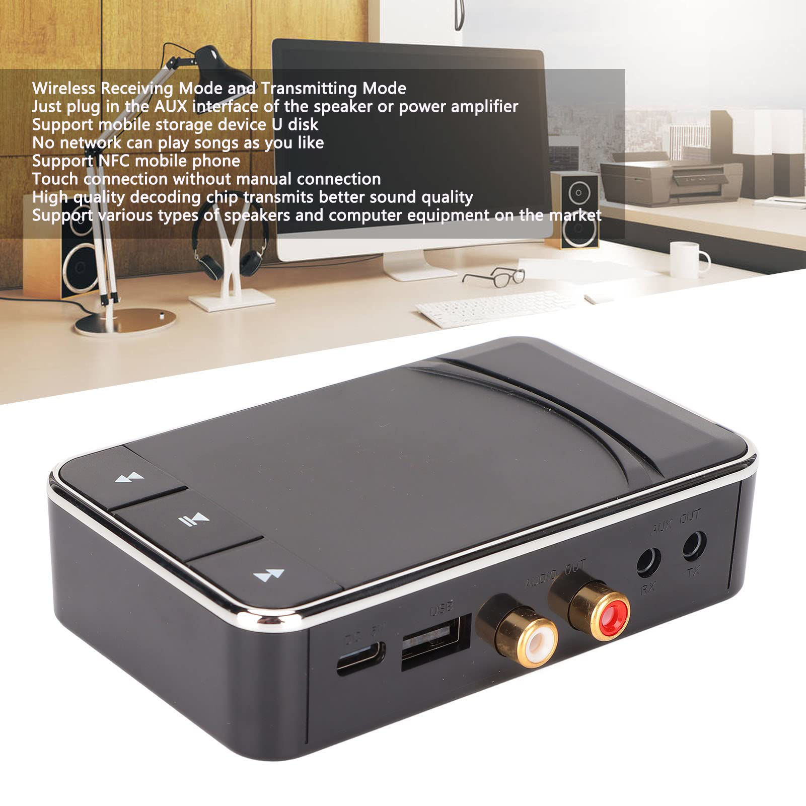 GetUSCart- Bluetooth 5.0 Transmitter Receiver, 2 in 1 NFC Wireless ...