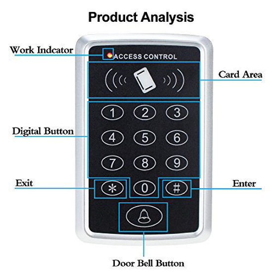 GetUSCart- LIBO 125KHz RFID Standalone Access Control Keypad Access Controller Reader 1000 Users ...