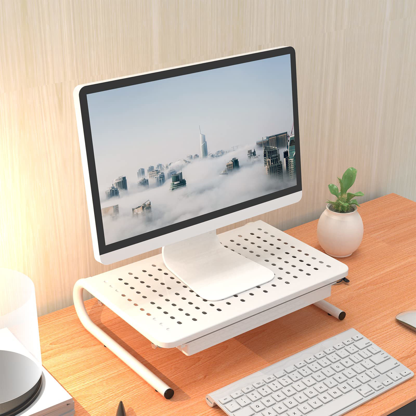GetUSCart- Monitor Stand Riser with Drawer Storage, Computer Monitor ...