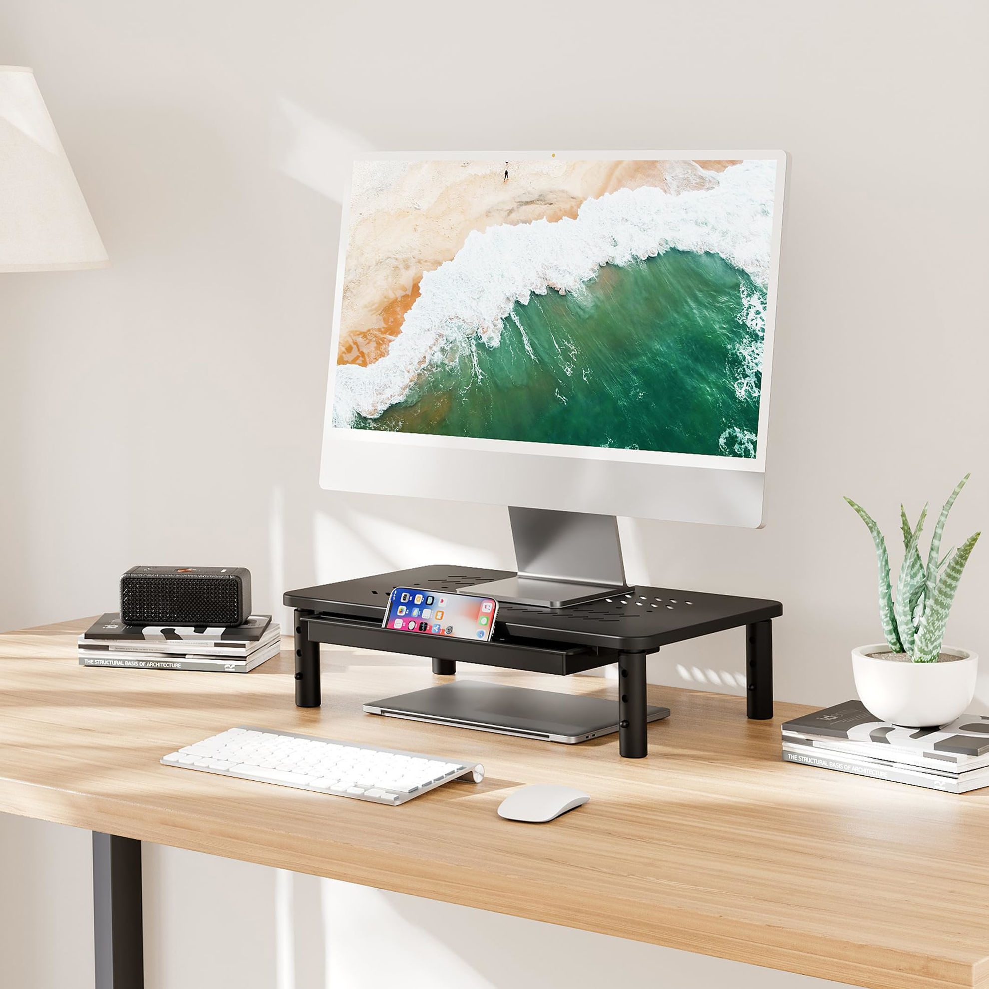 GetUSCart- FITUEYES Monitor Stand with Drawer - Adjustable Computer ...