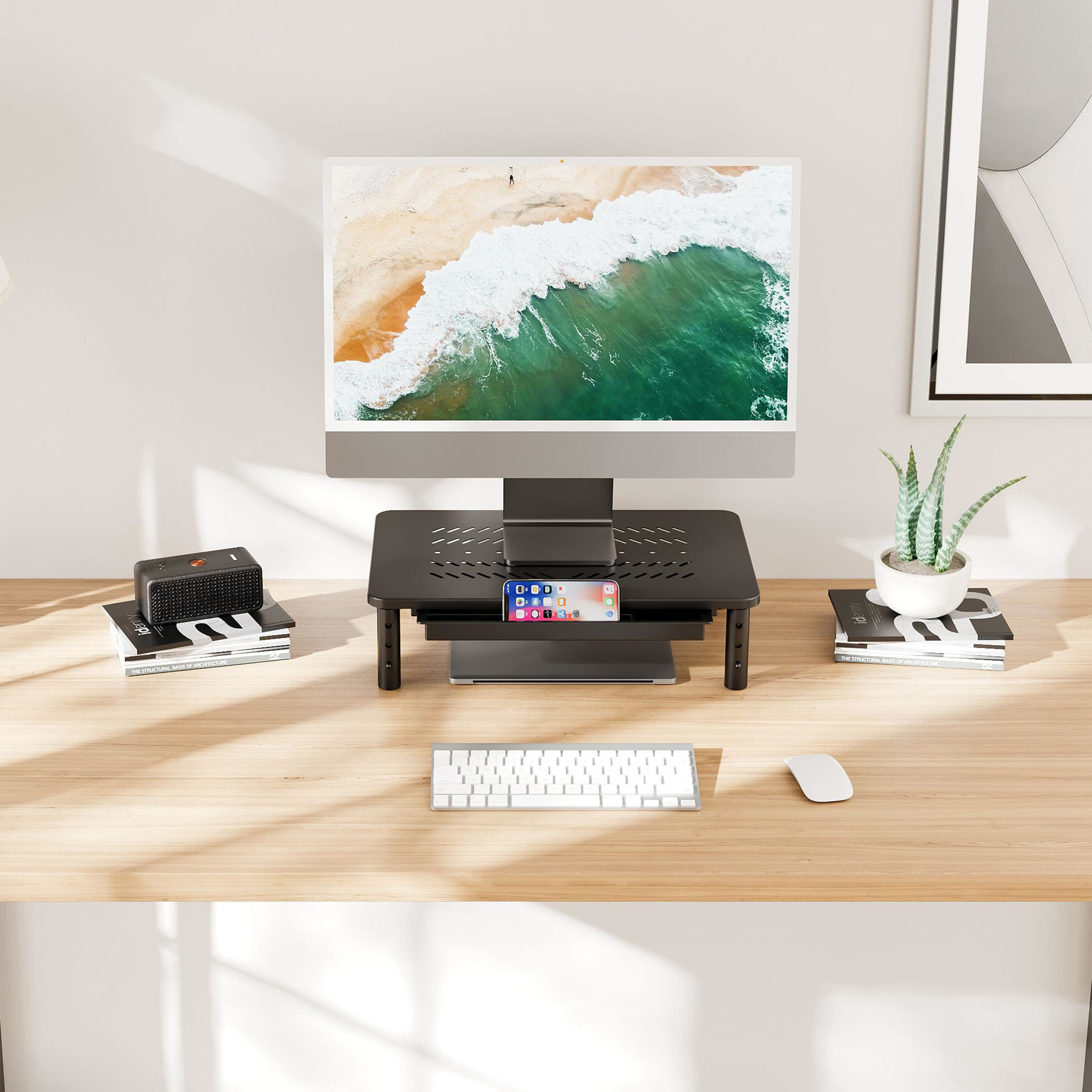 GetUSCart- FITUEYES Monitor Stand with Drawer - Adjustable Computer ...