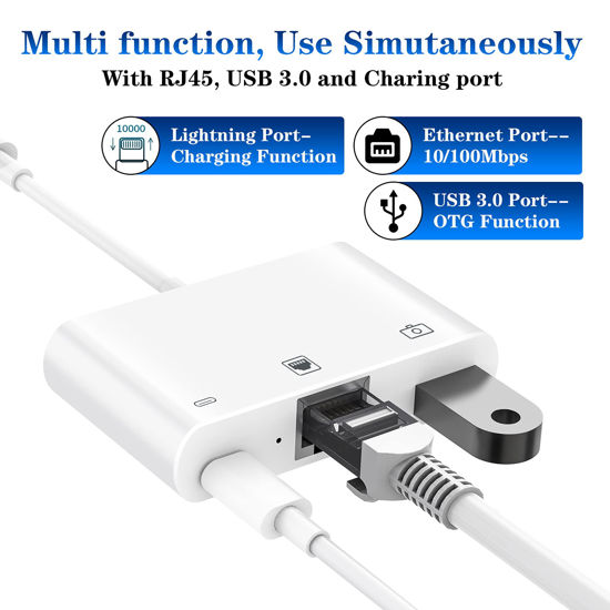 GetUSCart- [Apple MFi Certified] Lightning to RJ45 Ethernet Adapter, 3 ...