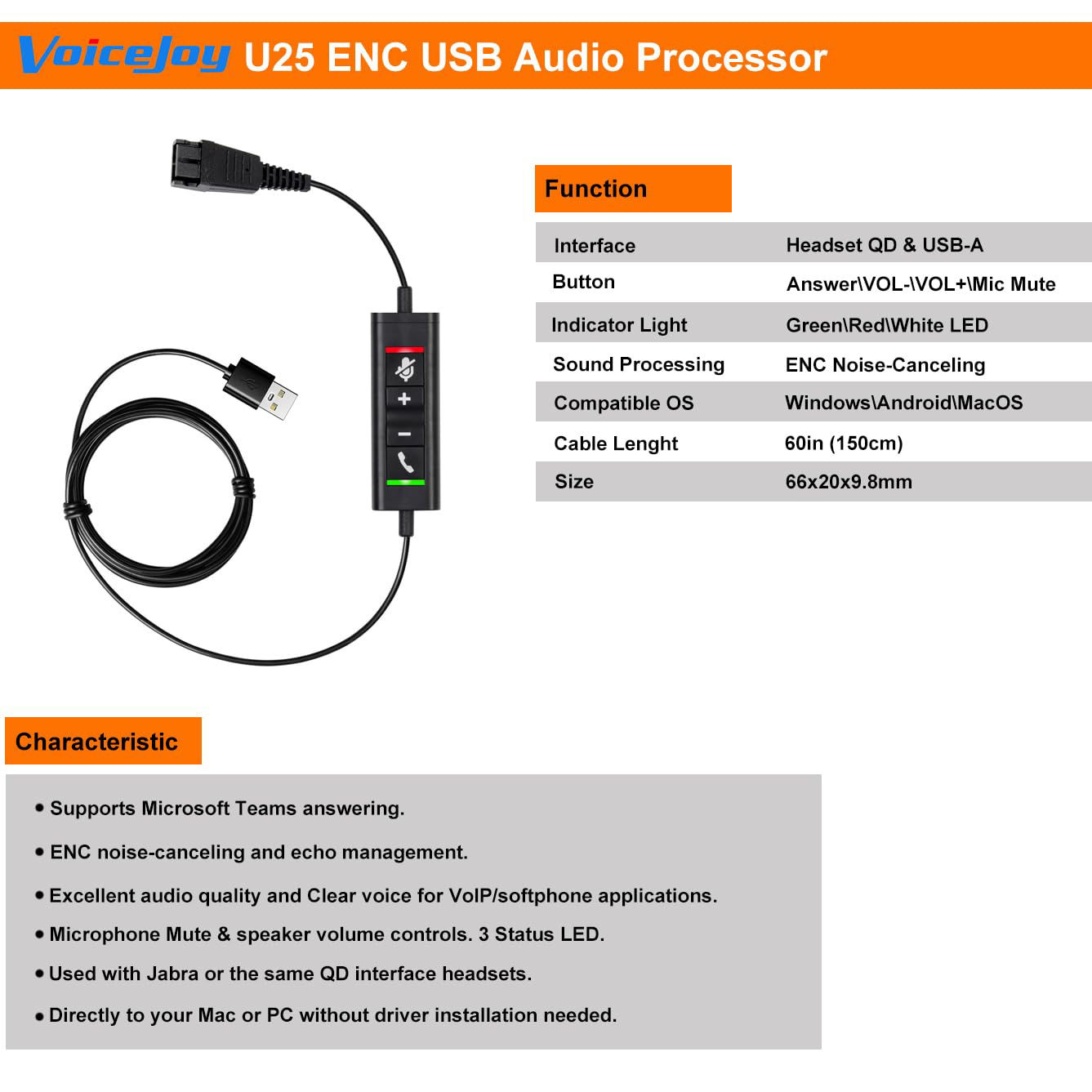 GetUSCart- VoiceJoy QD(Quick Disconnect) Connector to USB Adapter Cable ...
