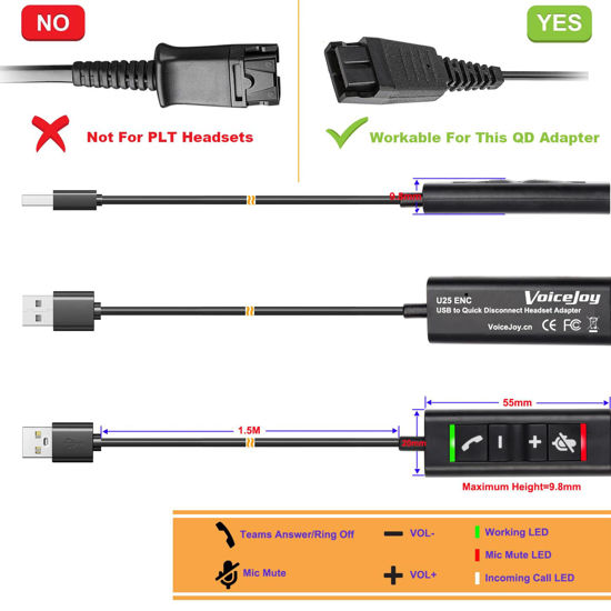 GetUSCart- VoiceJoy QD(Quick Disconnect) Connector to USB Adapter Cable ...
