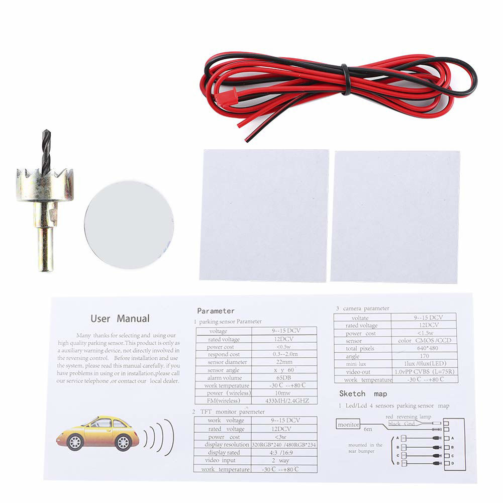 GetUSCart- Yctze 12V Car Parking Sensor Backup Radar Reversing ...