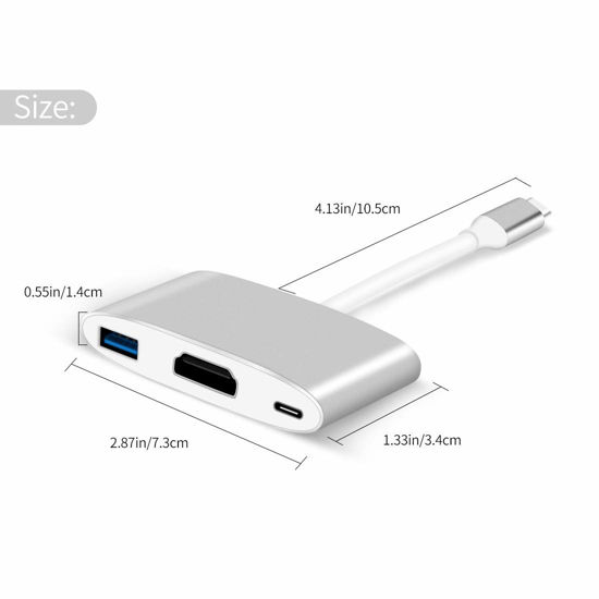 GetUSCart- USB C Hub 3 in 1 USB C Dongle to Multi-Port Adapter with 4K ...
