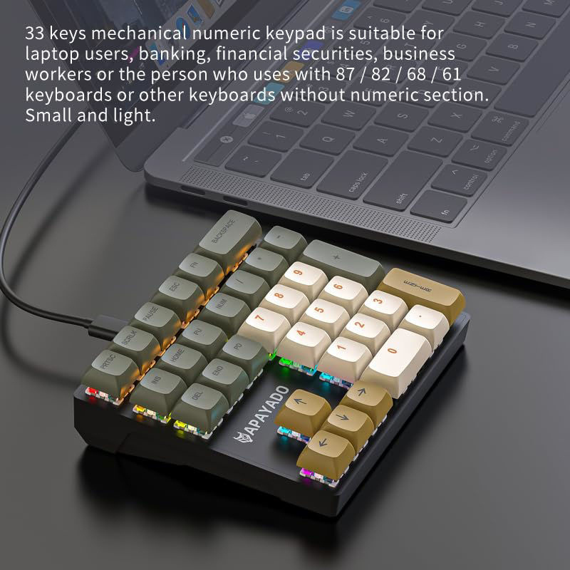 GetUSCart- Mechanical Number Pad, 33 Key Mini Hot Swappable Numpad ...