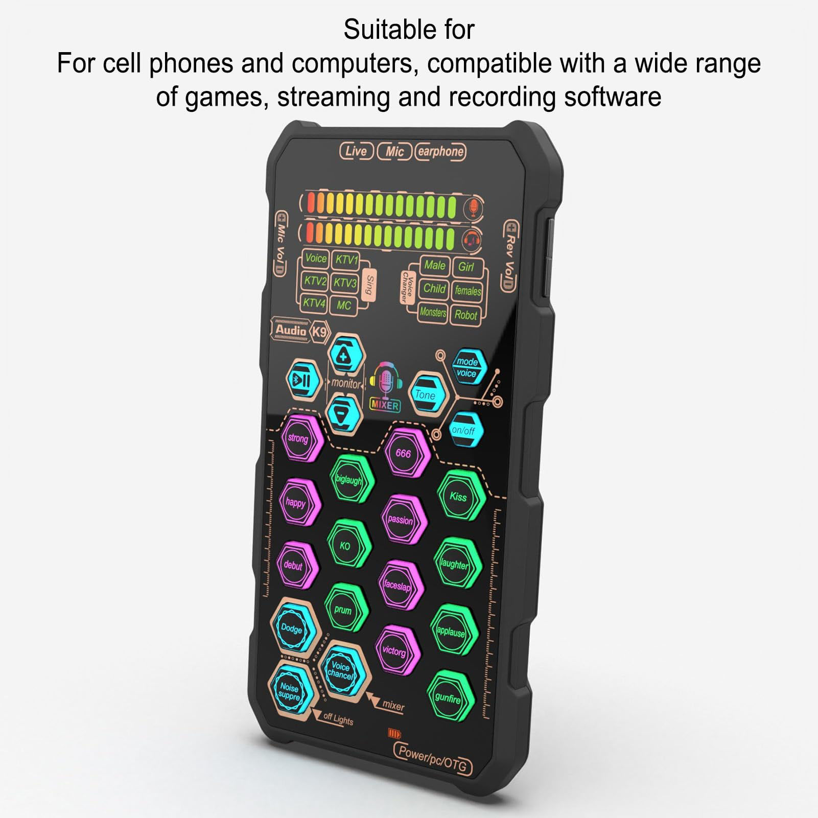 GetUSCart- Portable Sound Card, K9 Live Sound Card Audio Mixer Voice ...