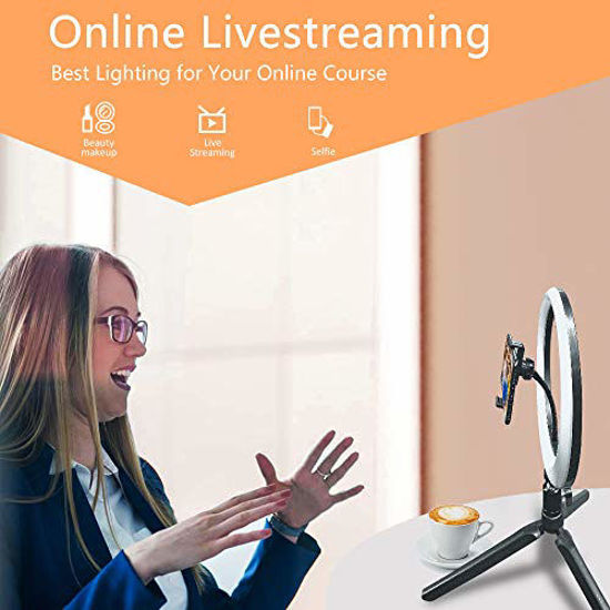 GetUSCart- Ring Light, BEACON 10" LED Ring-Light-with-Tripod-Stand and Phone Holder for Live ...