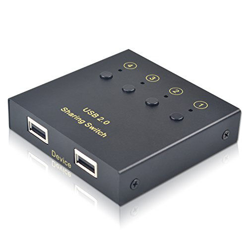 GetUSCart- USB Switch Selector 4 Computers in Sharing 2 USB Devices Out Controller USB 2.0 ...
