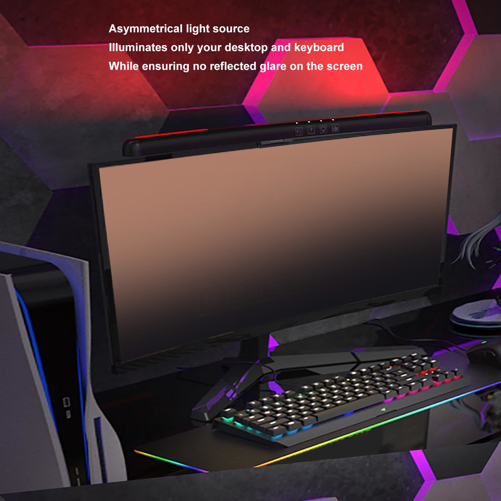 GetUSCart- Curved Monitor Light Bar, 3 Color Temperature LED Computer ...