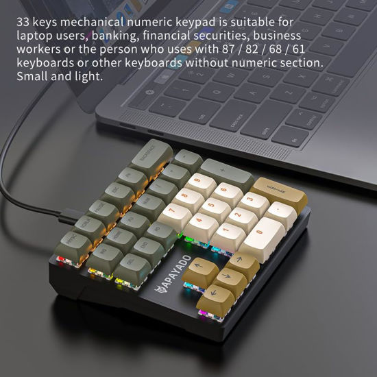 GetUSCart- Mechanical Number Pad, 33 Key Mini Hot Swappable Numpad ...