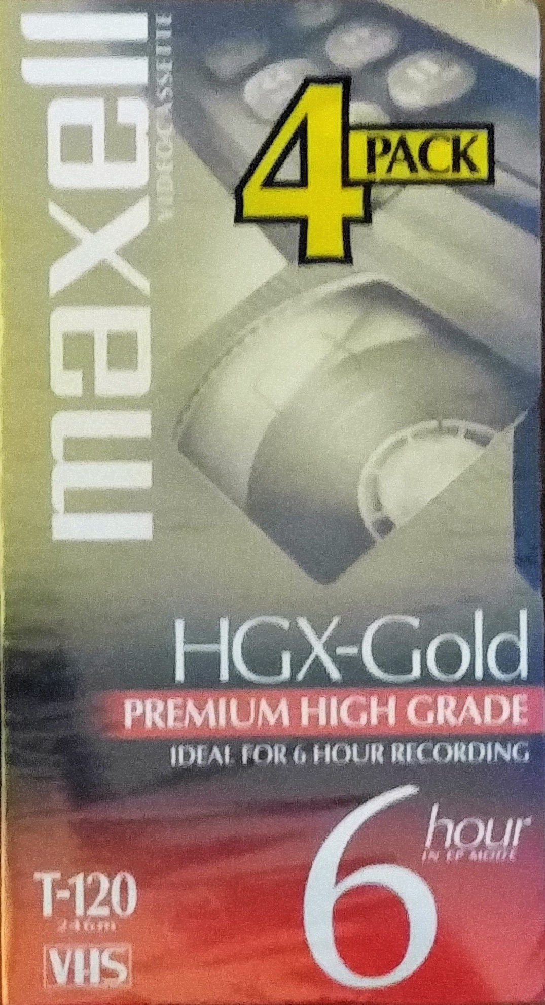 GetUSCart- Maxell HGX- Gold Premium High Grade VHS Tapes, T-120, 4 Pack