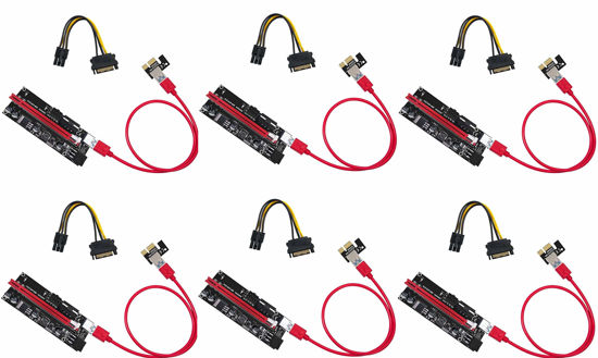 GetUSCart- 6 Pack GPU Riser Latest V009S ALB Vendor PCIE Riser 6 PIN ...