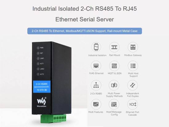 GetUSCart- 2-Ch RS485 to Ethernet Converter Industrial Isolated Serial ...