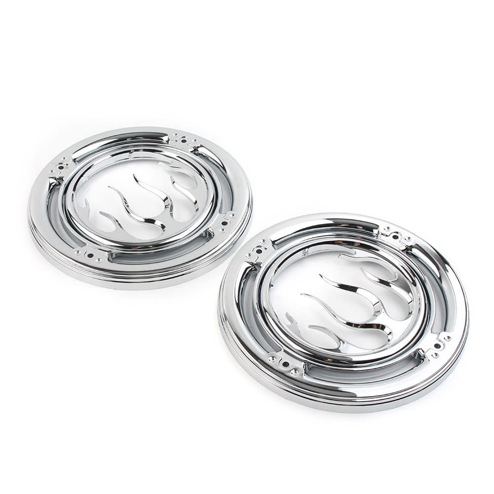 GetUSCart- Lirun Motorcycle Chrome Rear Speaker Grill Cover,Flame ...